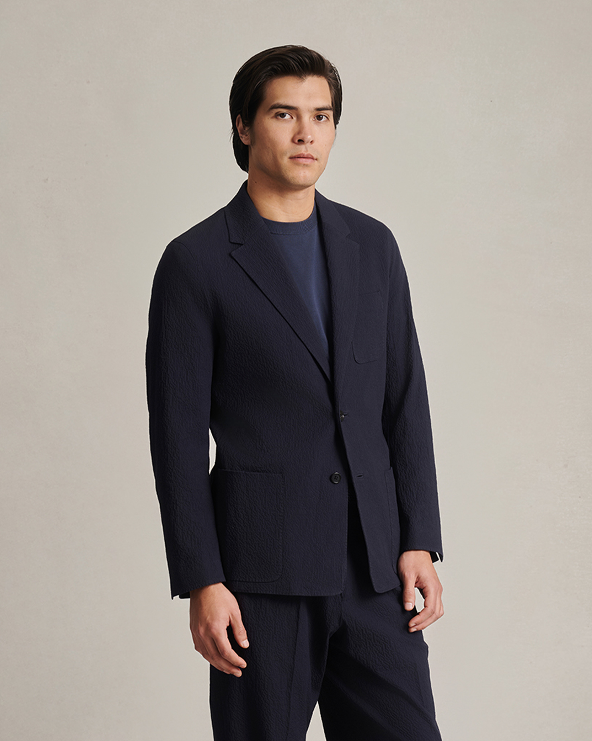 Slack Jacket - Navy Seersucker