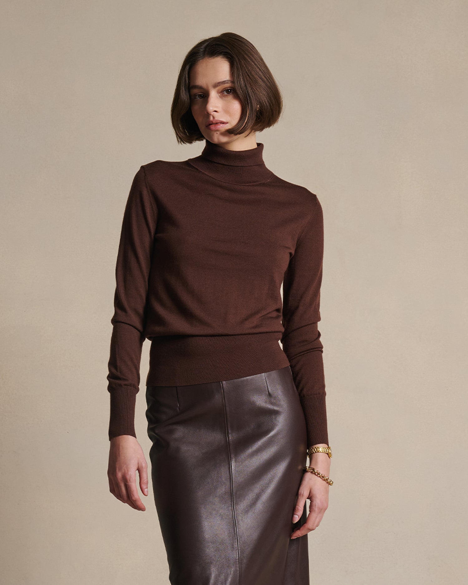 p. johnson Cass Merino Roll Neck - Chocolate Discount | Clothing